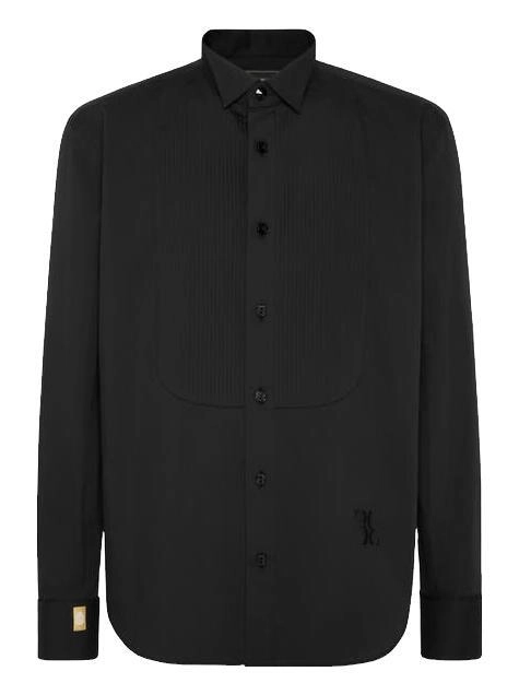 BILLIONAIRE Cotton Tuxedo Shirt Gold Cut - Black
