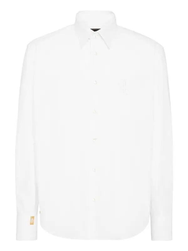 BILLIONAIRE Embroidered Cotton Shirt Loose Fit - White
