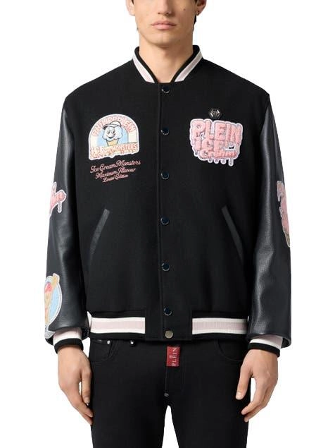 Philipp Plein Ice Cream Monsters Varsity Jacket - Black