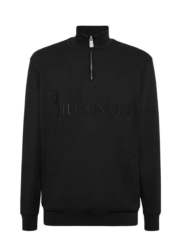 BILLIONAIRE Cotton Fleece Half-zip Track Jacket With Embroidered Logo - Black
