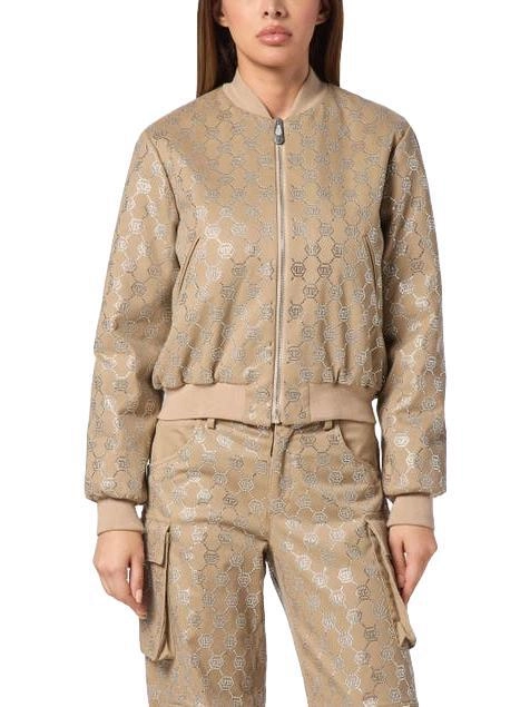 Philipp Plein Monogrammed Bomber Jacket - Beige