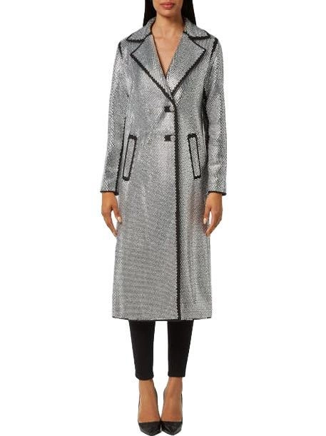 Philipp Plein Long Coat With Crystals - Black