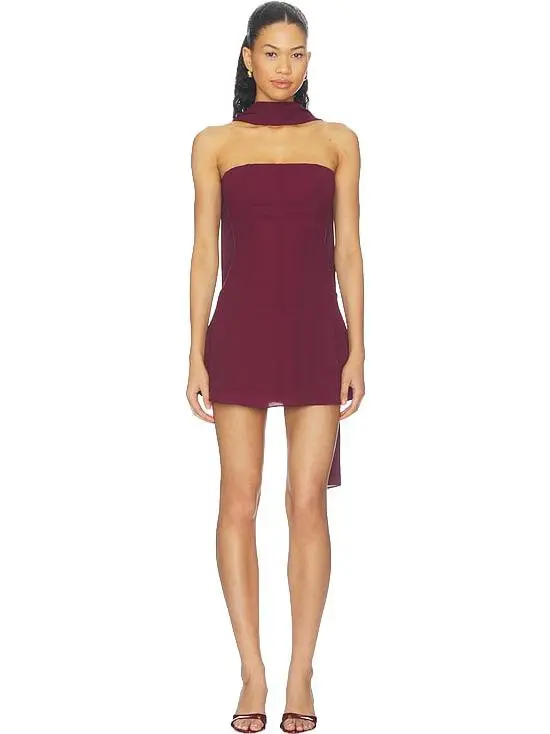 Superdown Jayleen Mini Dress With Detachable Scarf - Plum