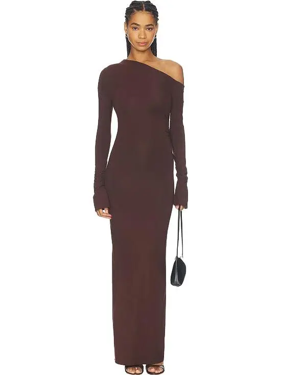 Superdown Ruched Side Maxi Dress - Brown