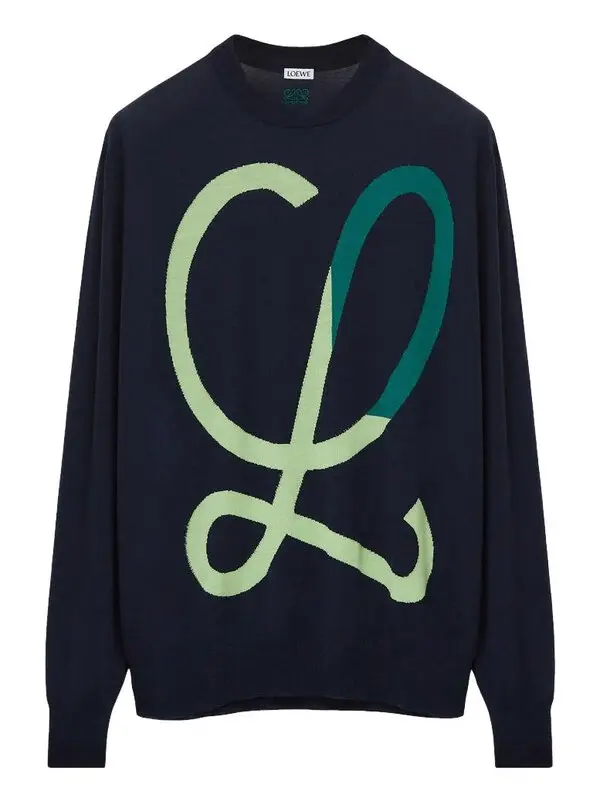 Loewe Wool Sweater With L Inlay - Black