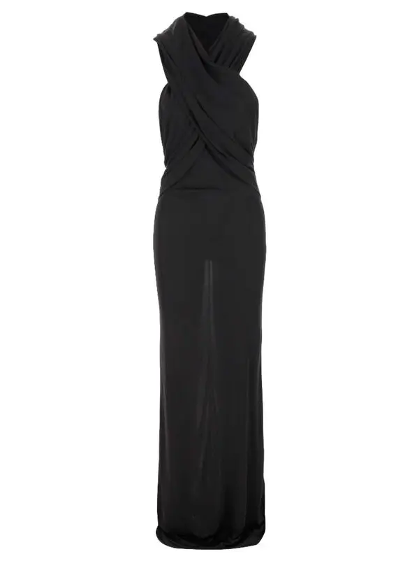 Saint Laurent Open-back Draped Hooded Maxi Dress - Black