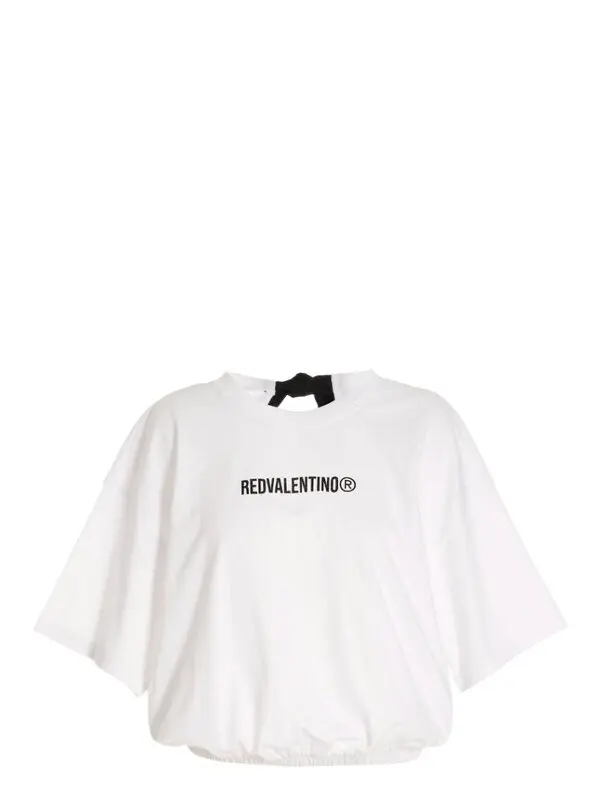 Red Valentino Logo T-shirt With Bow Detail - White