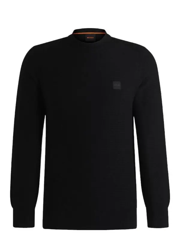 Hugo Boss Logo Patch Waffle-knit Sweater - Black