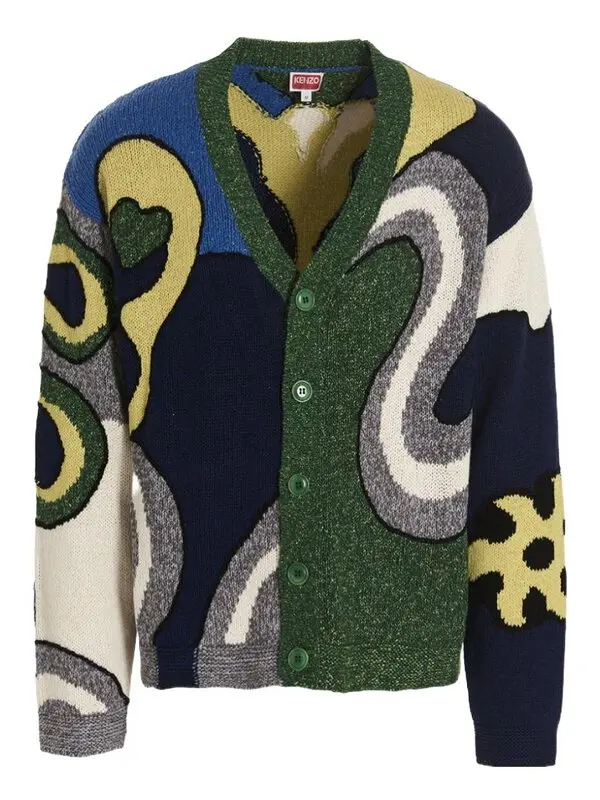 Kenzo Graphic-print Knit Cardigan - Black