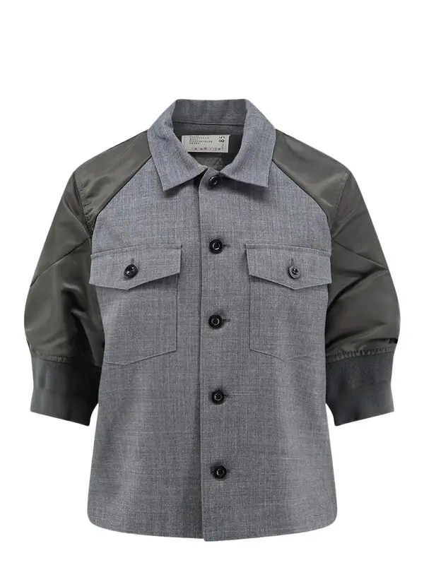 Sacai Panelled Bomber-sleeve Jacket - Gray