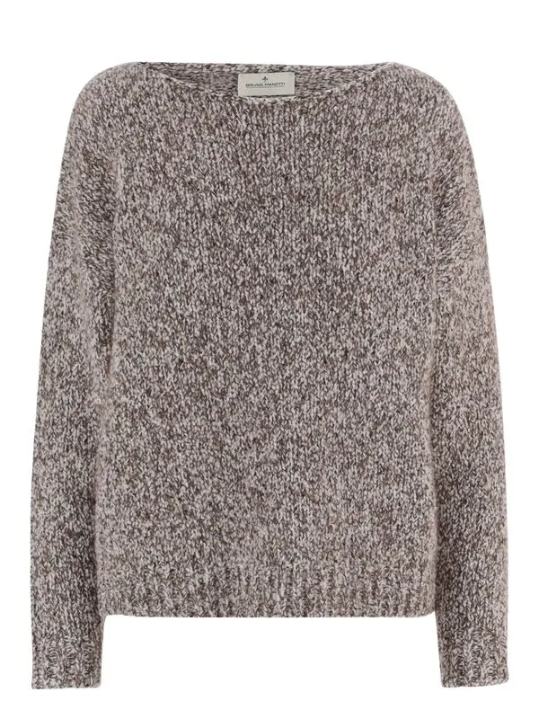 Bruno Manetti Mélange Crew Neck Knitted Sweater - Gray
