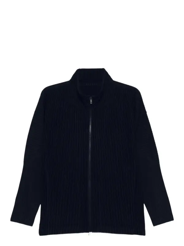Issey Miyake Pleated Zip-up Cardigan - Navy