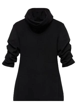 7 For All Mankind Turtleneck Mini Dress With Long Sleeves And Pleating - Black