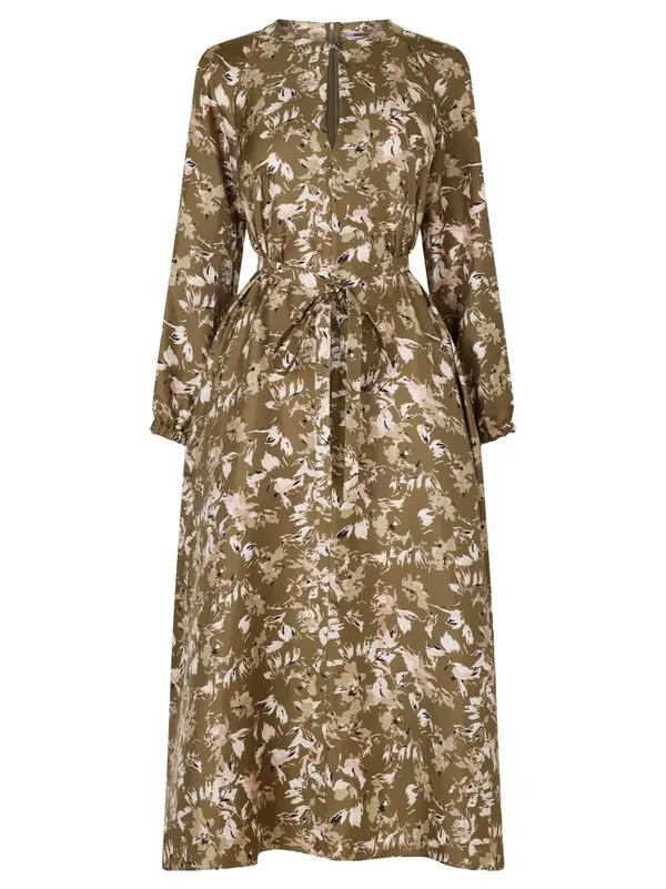 Max Mara Printed Maxi Dress - Khaki