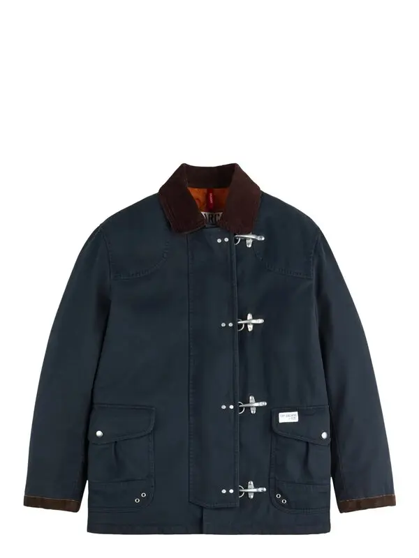FAY 4 Ganci Coat With Corduroy Collar - Blue