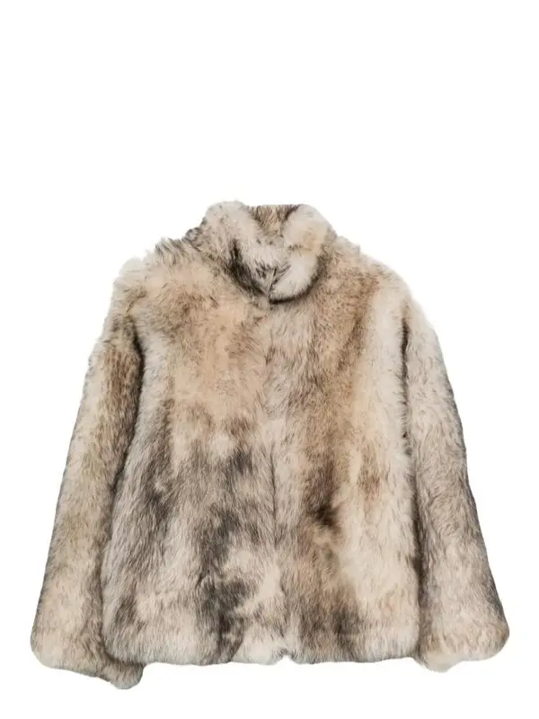 SALVATORE SANTORO Long Sleeve Faux Fur Jacket - Ivory