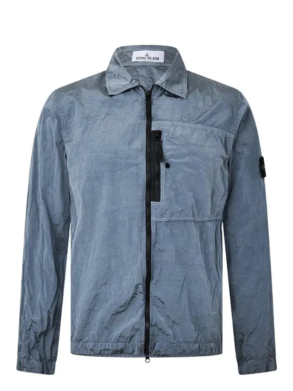Stone Island Collared Lightweight Zip Up Jacket - Blue