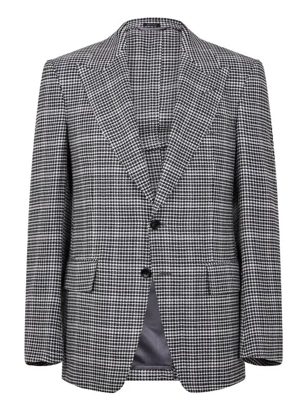 TOM FORD Houndstooth Blazer With Notch Lapels - Gray