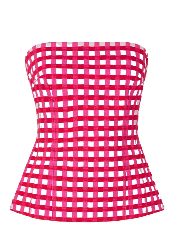EMILIA WICKSTEAD Plaid Denim Top - Pink