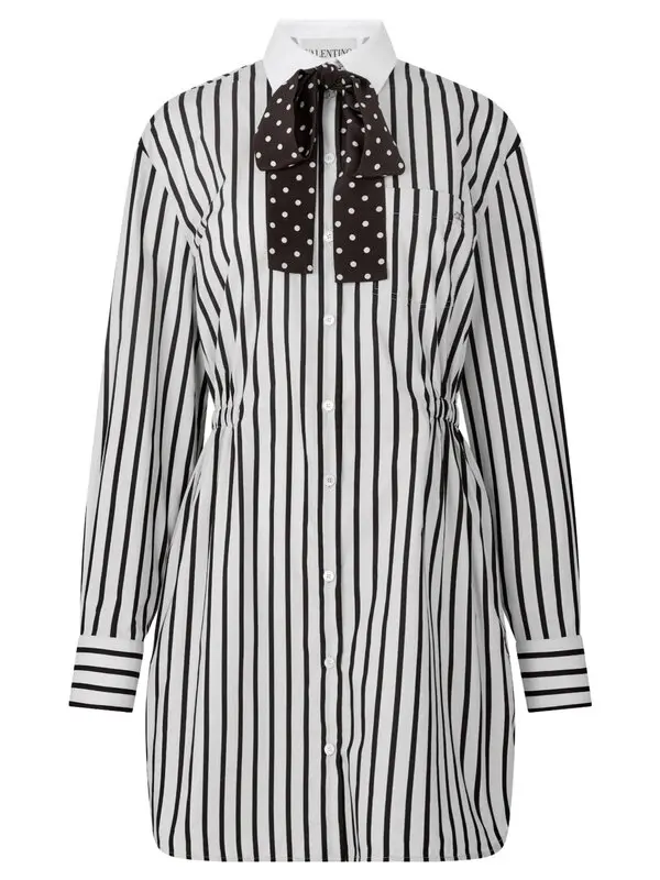 Valentino Garavani Vertical Stripe Shirtdress With Bow Detail - No