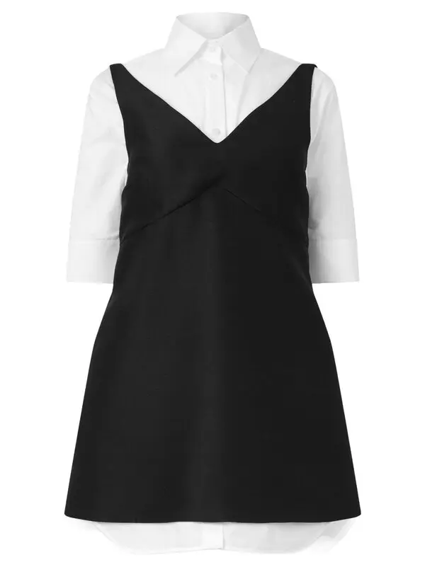 Balenciaga Layered Shirt, Pinafore Dress, And Mini Skirt Set - Black