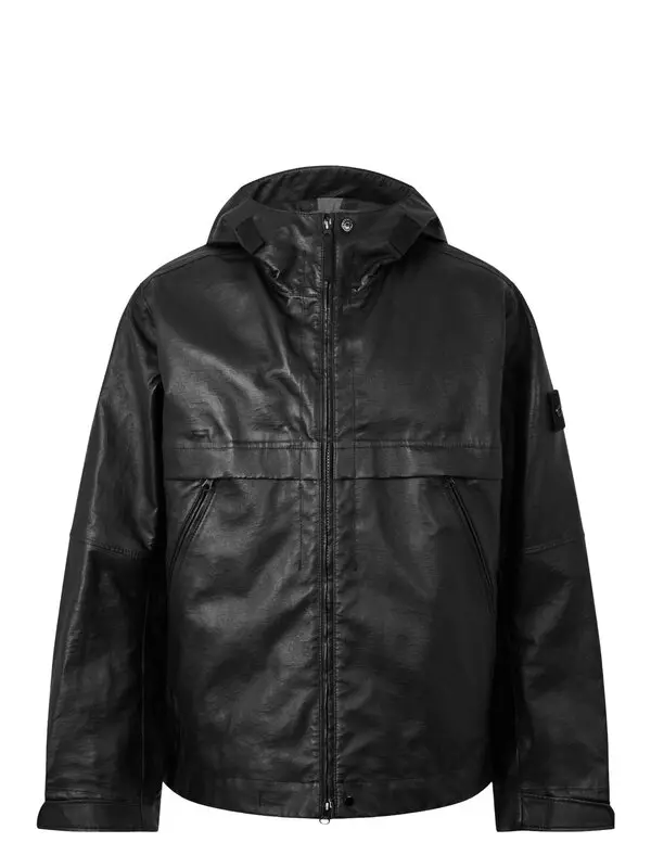 Stone Island Coated Hooded Jacket - Black
