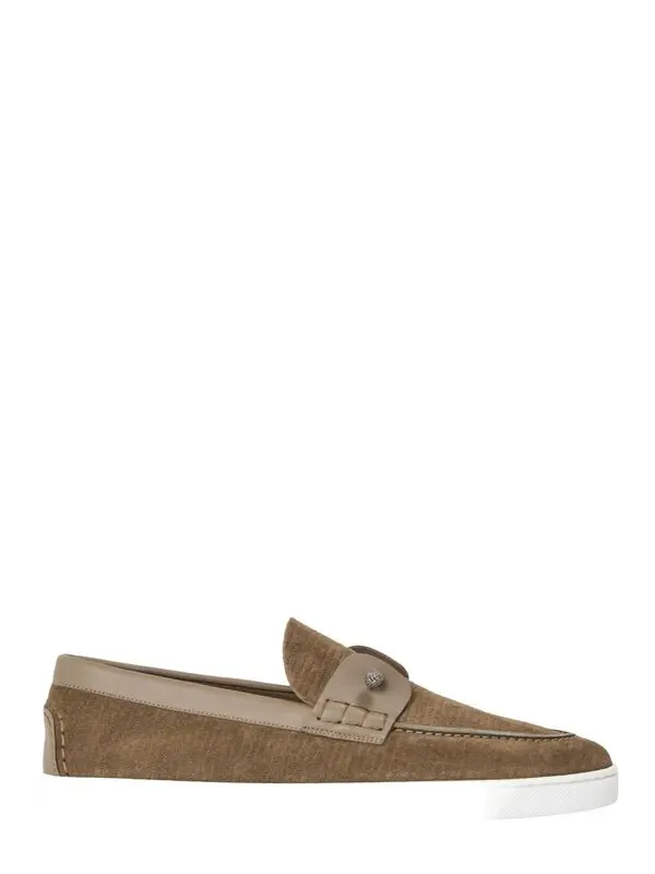 CHRISTIAN LOUBOUTIN Suede Buckle Slip-on Loafers - Brown