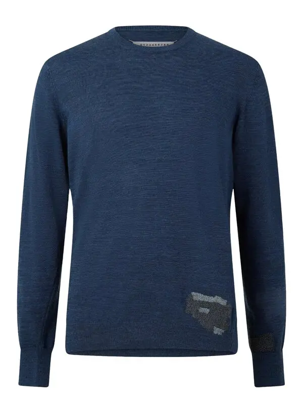 MAISON MARGIELA Crewneck Longsleeve Knit Sweater - Blue
