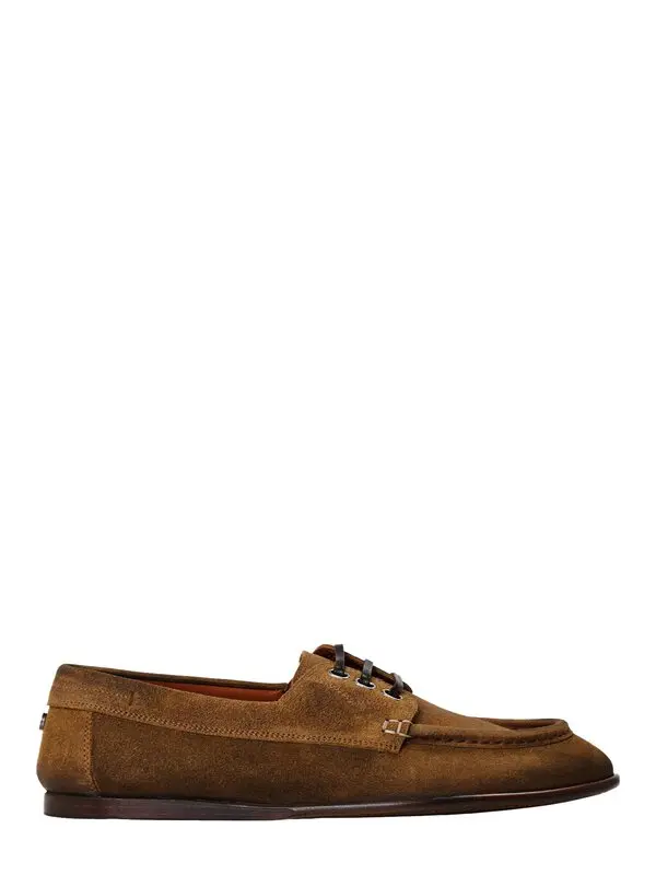 Dolce & Gabbana Suede Lace-up Boat Shoes - Brown