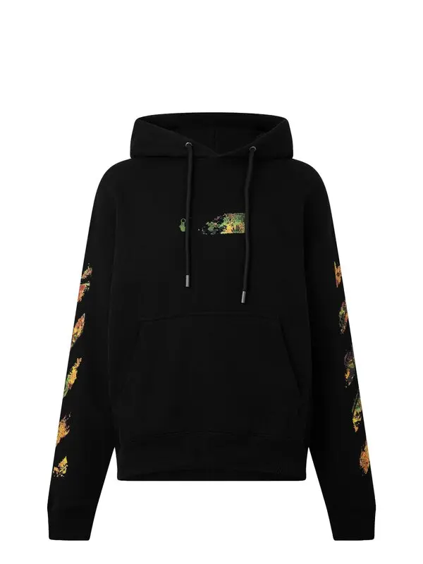 Off-White Cropped Hoodie With Maple Leaf Print - Black