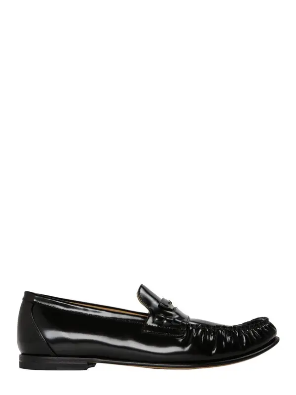 Fendi Glossy Ruched Loafer - Black