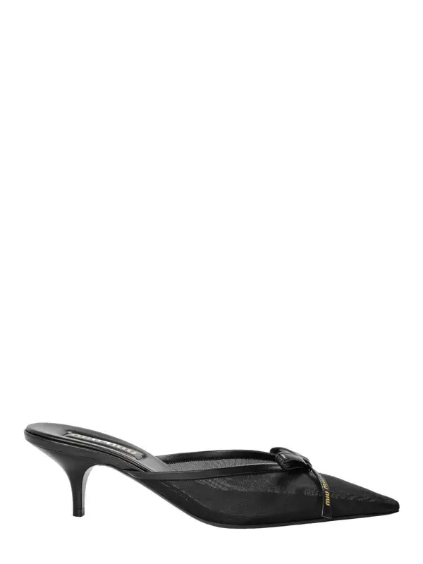 Miu Miu Low-heeled Mesh Slide Sandals With Bow Detailing - No