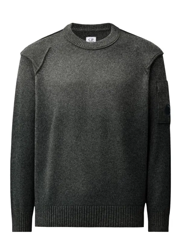 C.P. COMPANY Long Sleeve Lambswool Crewneck Jumper - Grey