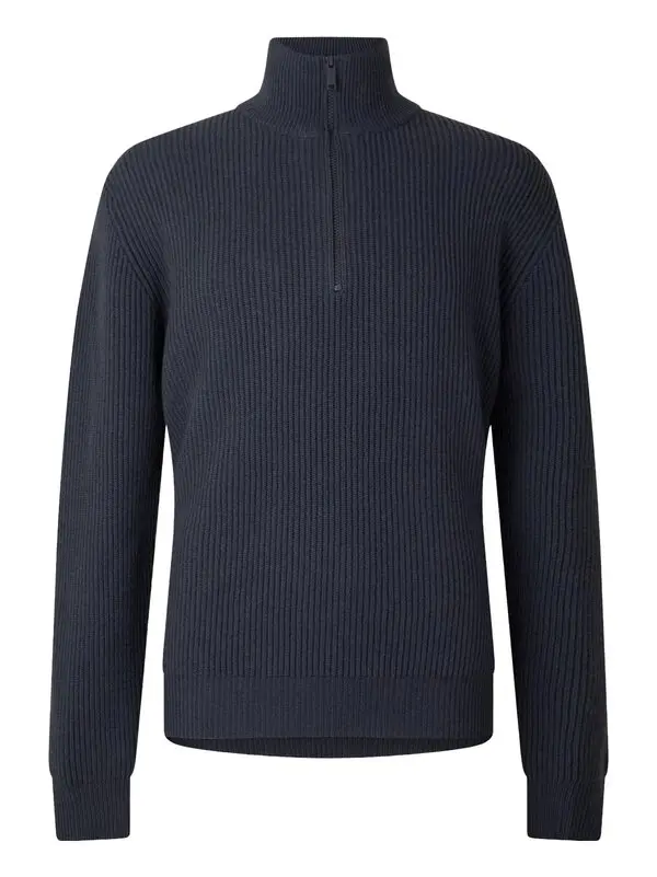 Canada Goose Mock Neck Half-zip Ribbed Knit Sweater - Black