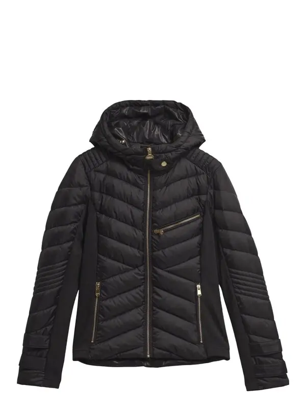 Barbour Quilted Hooded Jacket With Zip Closure - Black