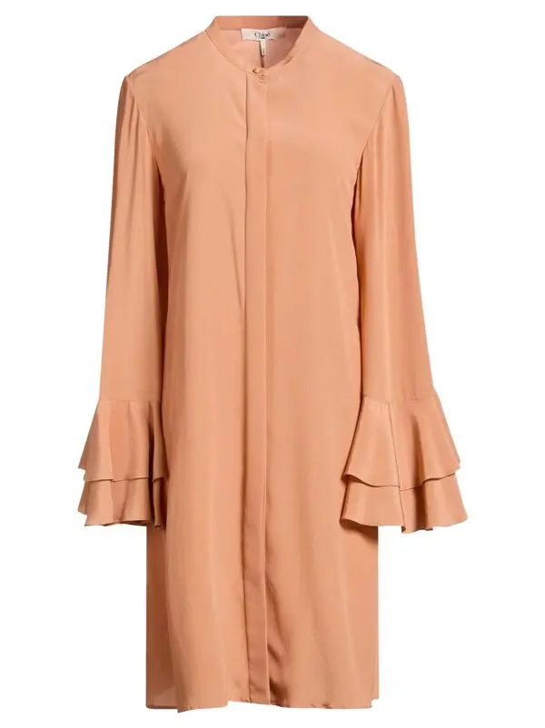 Chloé Satin Flared Sleeve Dress - Pink