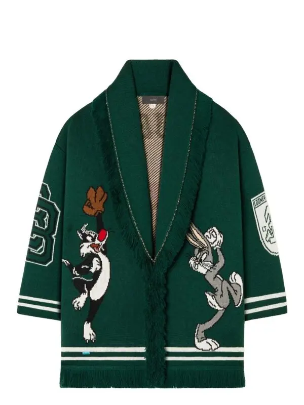 Alanui X Looney Tunes Bugs Bunny & Sylvester Wool Cardigan - Normal Cyan/multicolour