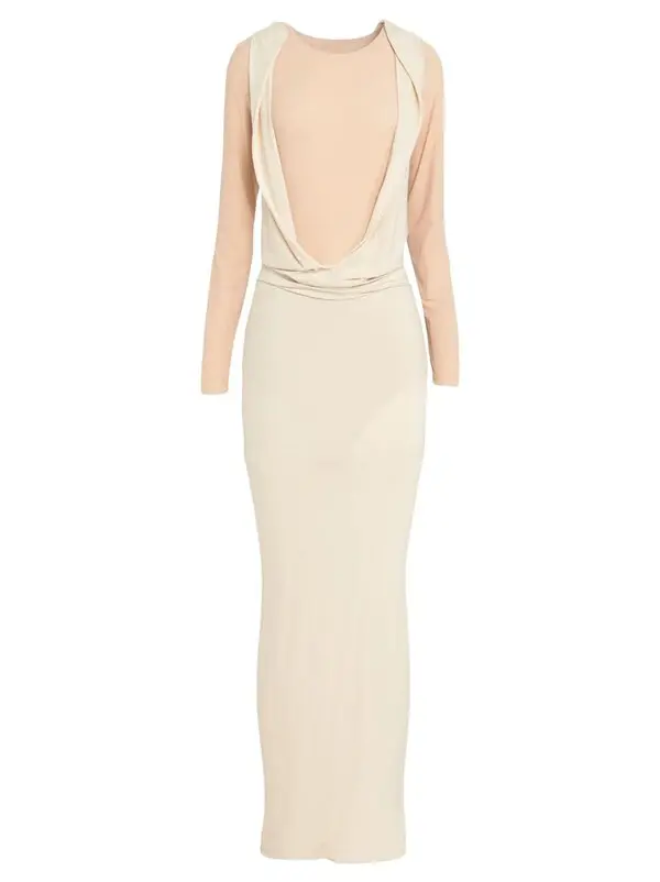 MAISON MARGIELA Long Sleeve Two-tone Stretch Dress - Beige