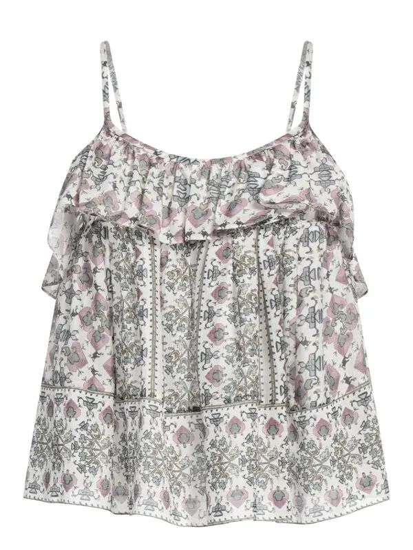 Isabel Marant Étoile Sleeveless Floral Print Ruffled Top - Gray