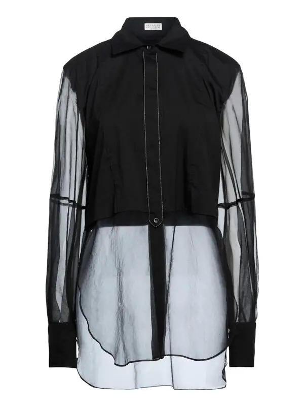 Brunello Cucinelli Appliqué Organza Shirt - Black