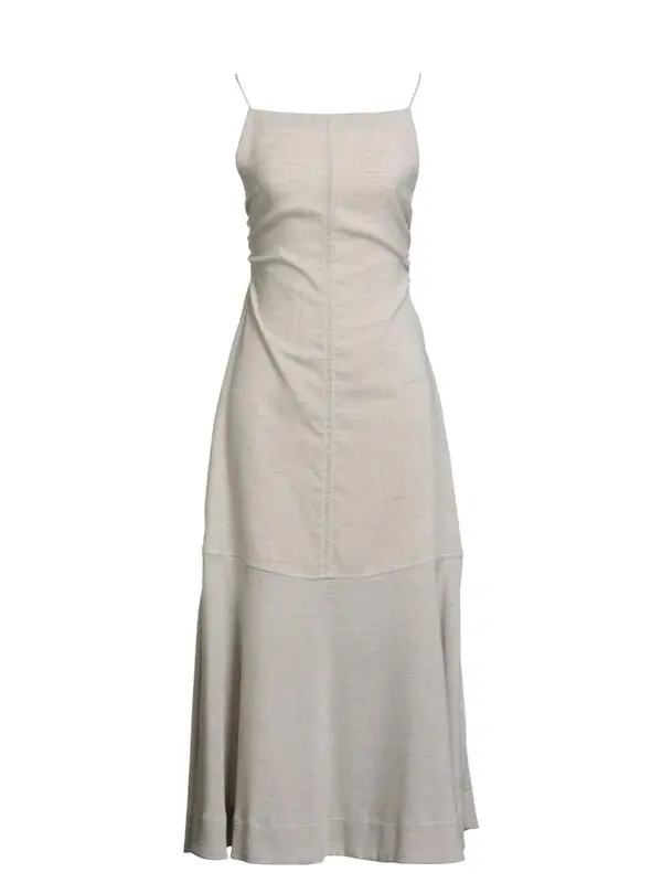 GANNI Sleeveless Open Back Crepe Dress - Gray