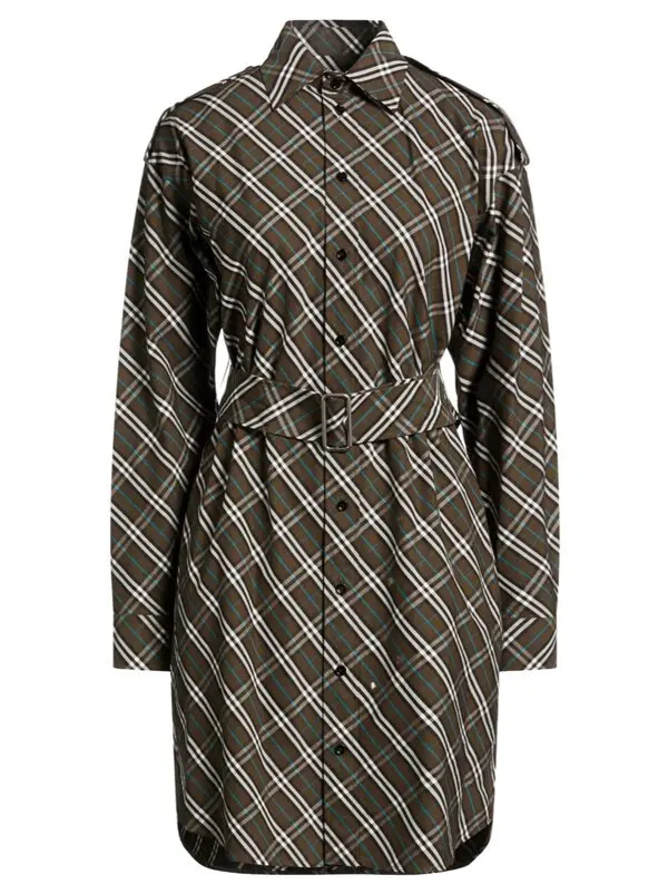 Burberry Checked Long Sleeve Shirt Dress - No