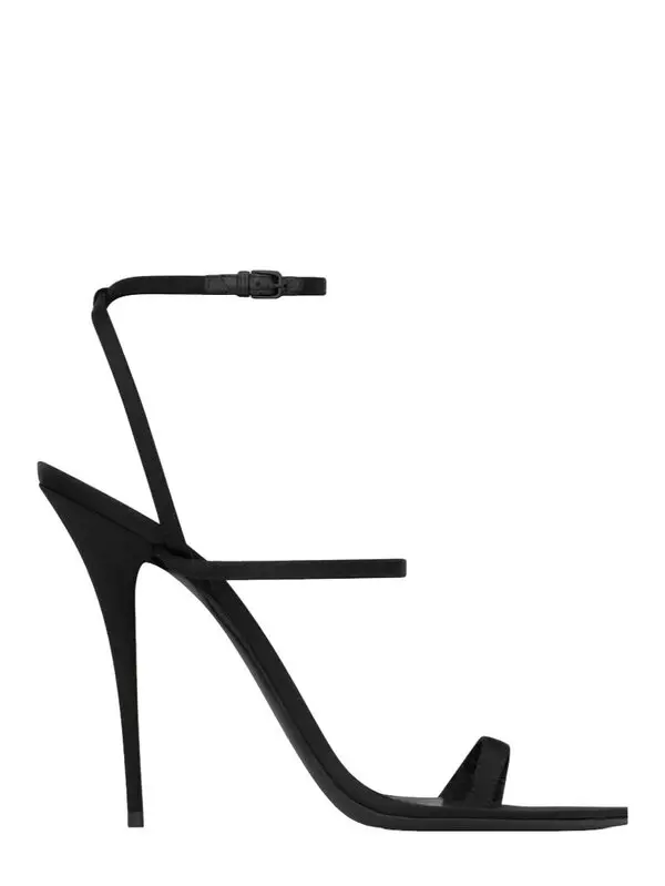 Saint Laurent Dive Sandals In Crepe Satin - Black