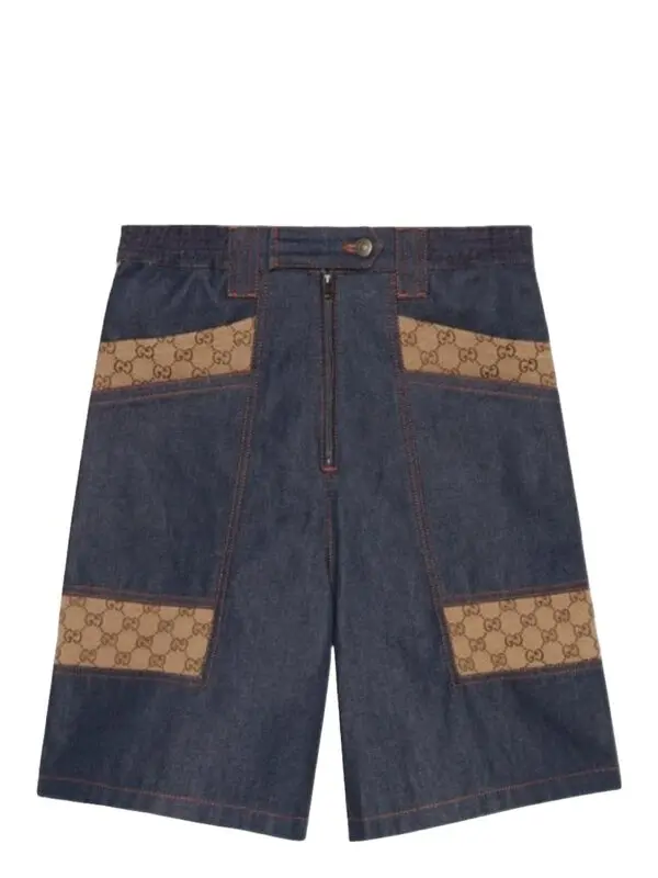Gucci High-waisted Monogram Bermuda Shorts - Dark Blue
