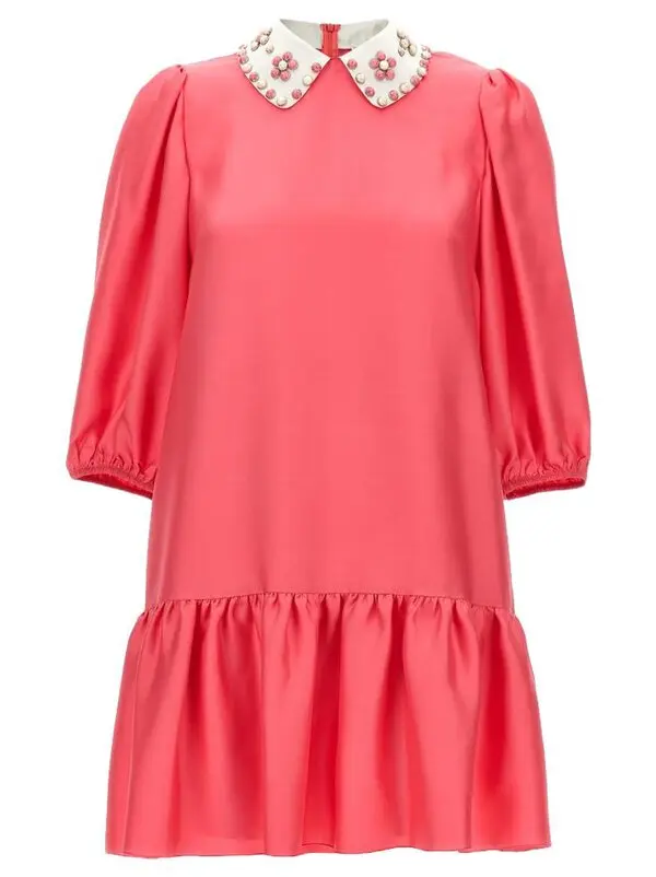 Red Valentino Rivet Collar Dress - Red