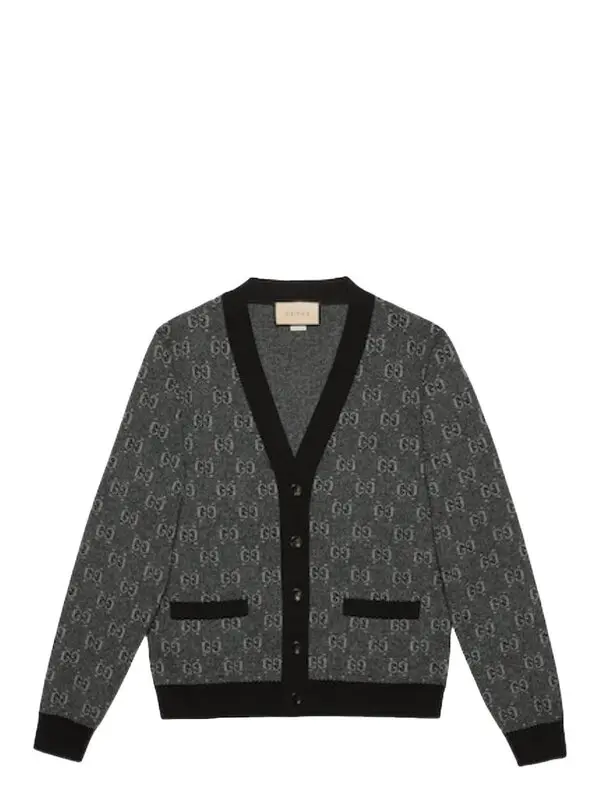 Gucci Gg Jacquard Button-up Cardigan - Gray