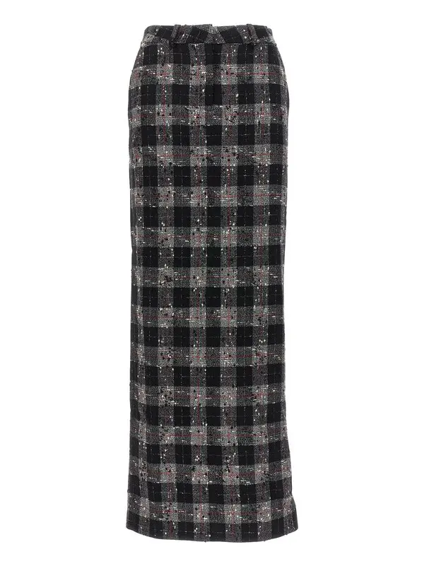 Alessandra Rich Tartan Check Maxi Skirt - Black