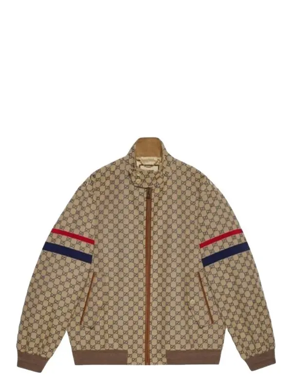 Gucci Gg Cotton Canvas Bomber Jacket - Brown