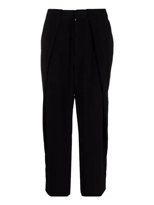 Balmain Crêpe Pleated Cropped Trousers - Black