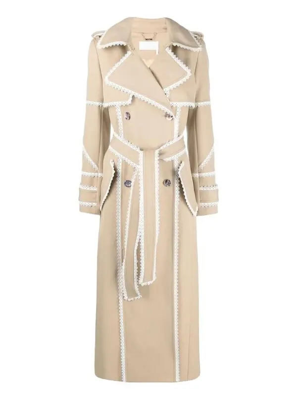 Chloé Scallop-trim Belted Trench Coat - Nude
